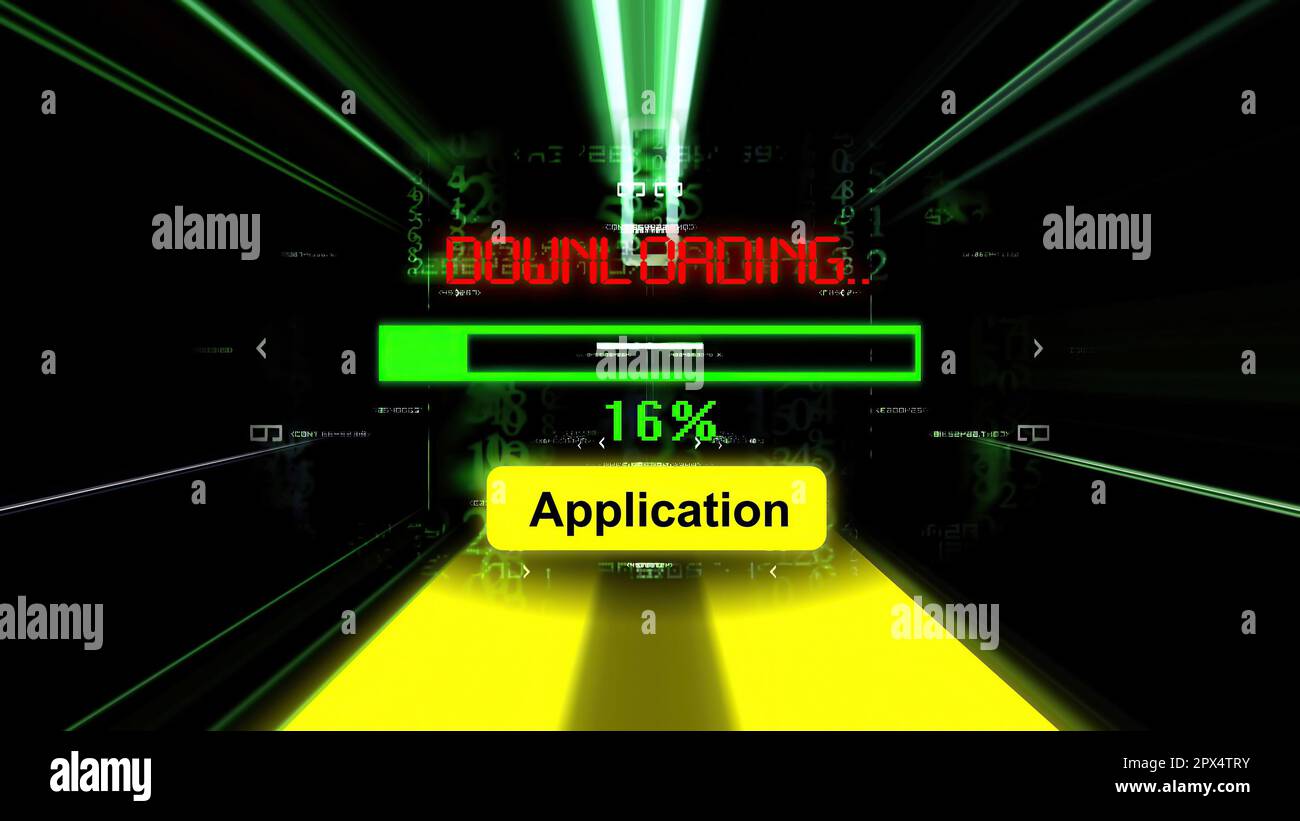 Application download progress bar on the screen Stock Photo - Alamy