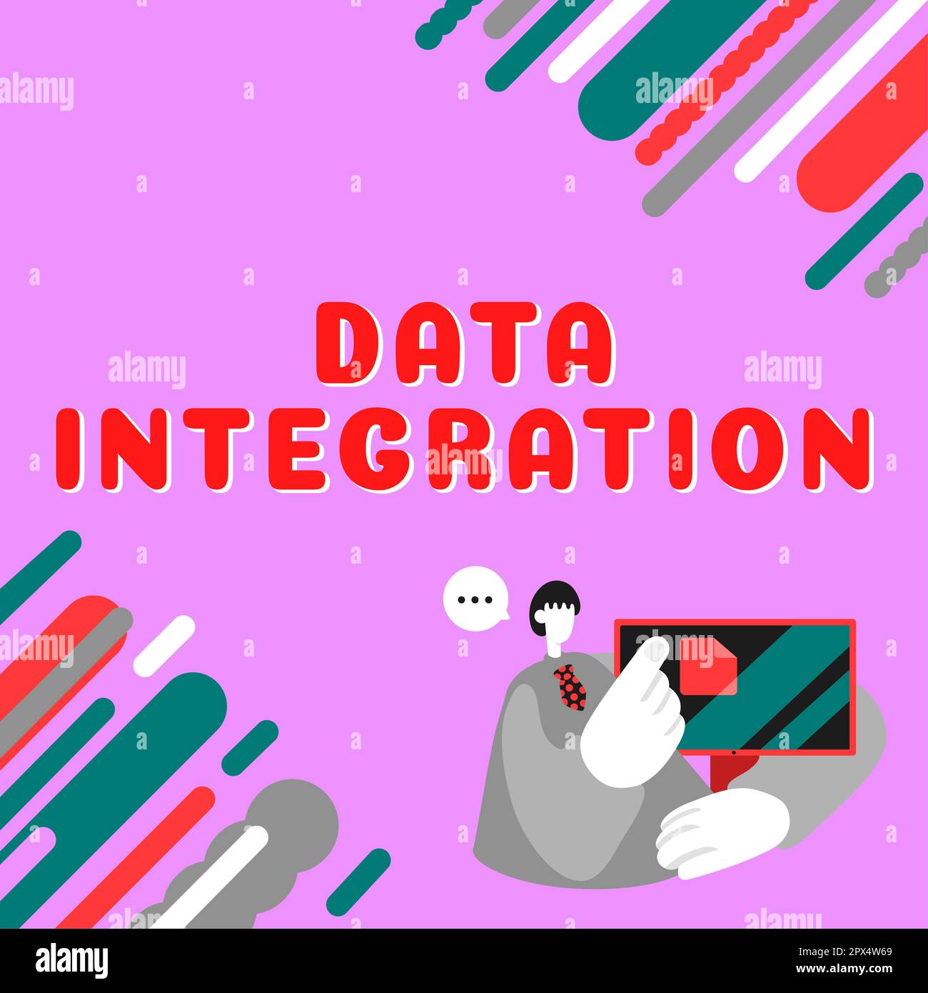 Hand writing sign Data Integration, Business showcase involves ...