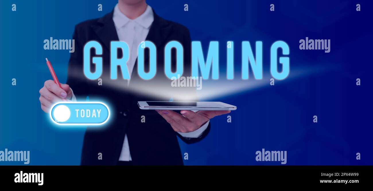 Sign displaying Grooming, Word for hygienic care and enhancing the ...