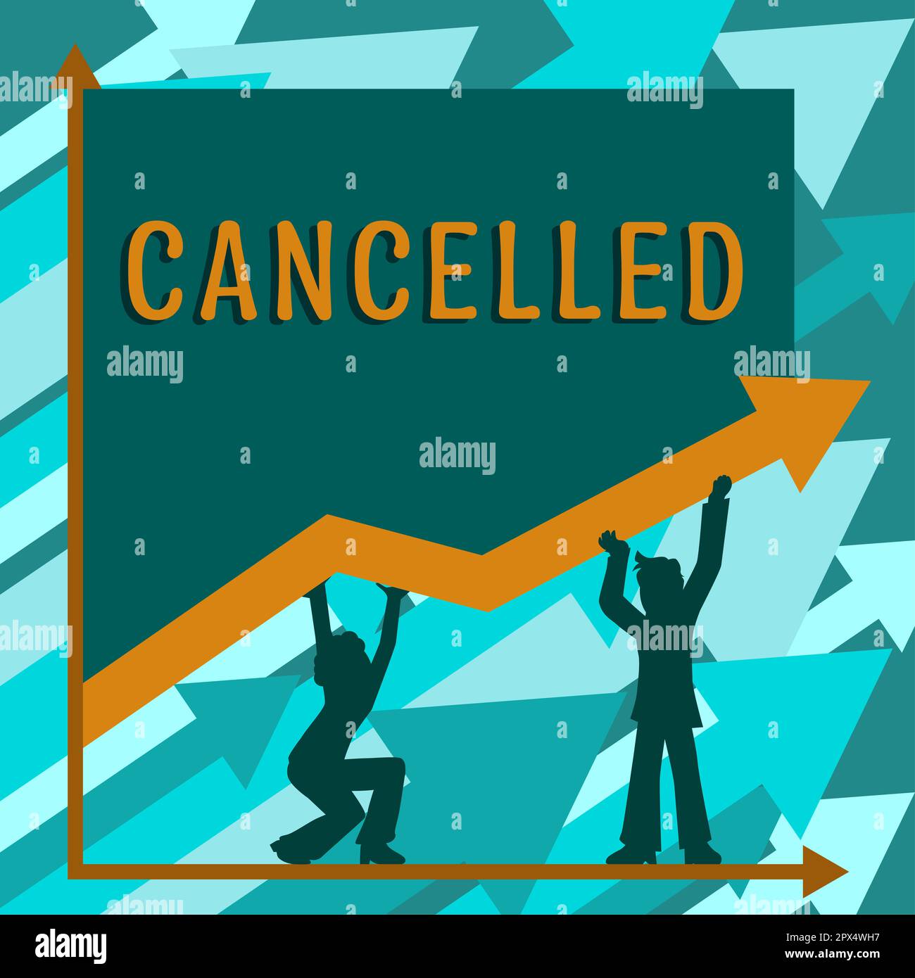 Writing displaying text Cancelled, Business overview decide or announce ...
