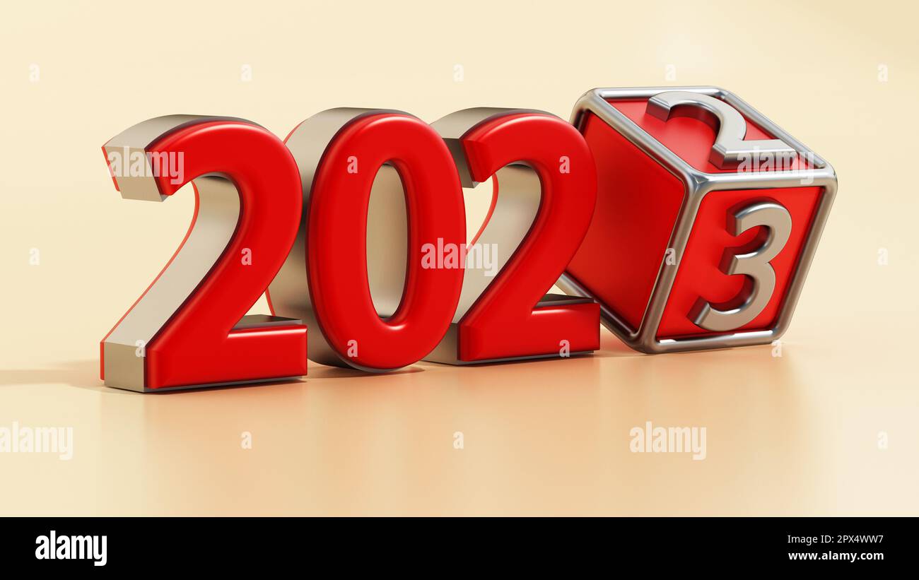 Year 2022 changing to year 2023. New year's eve concept. 3D ...