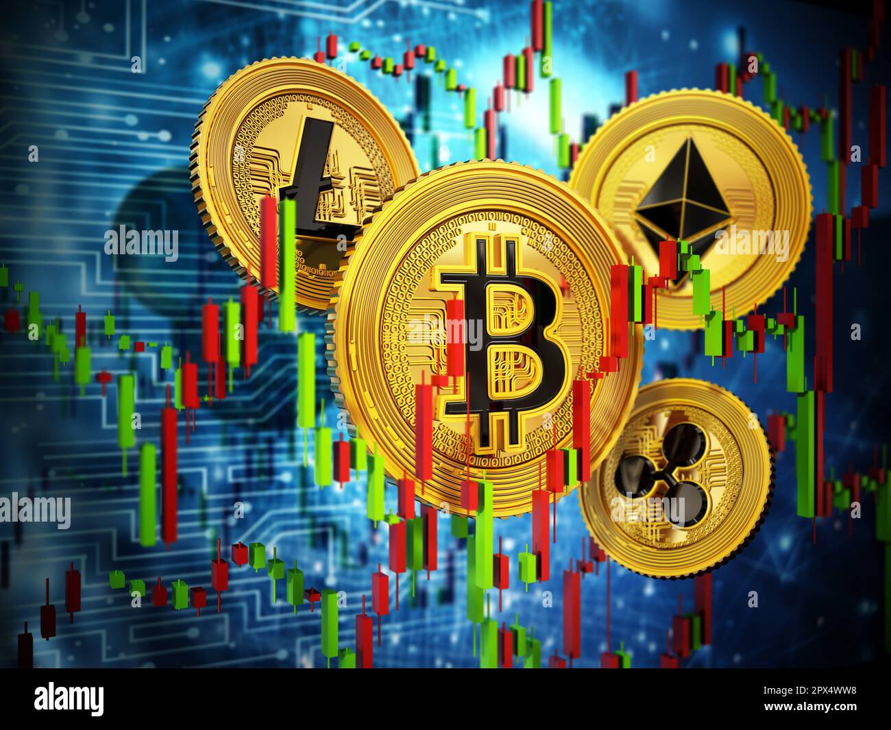 Cryptopcurrency Prices Falling concept, Digital cryptocurrencies on ...