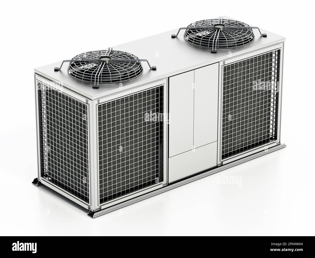 Industrial air conditioner unit isolated on white background. 3D ...