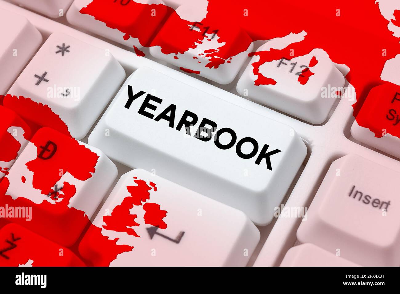 Sign displaying Yearbook, Business idea publication compiled by ...