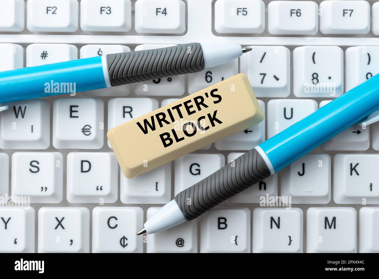 Text sign showing Writer S Block, Business approach Condition of being unable to think of what ...