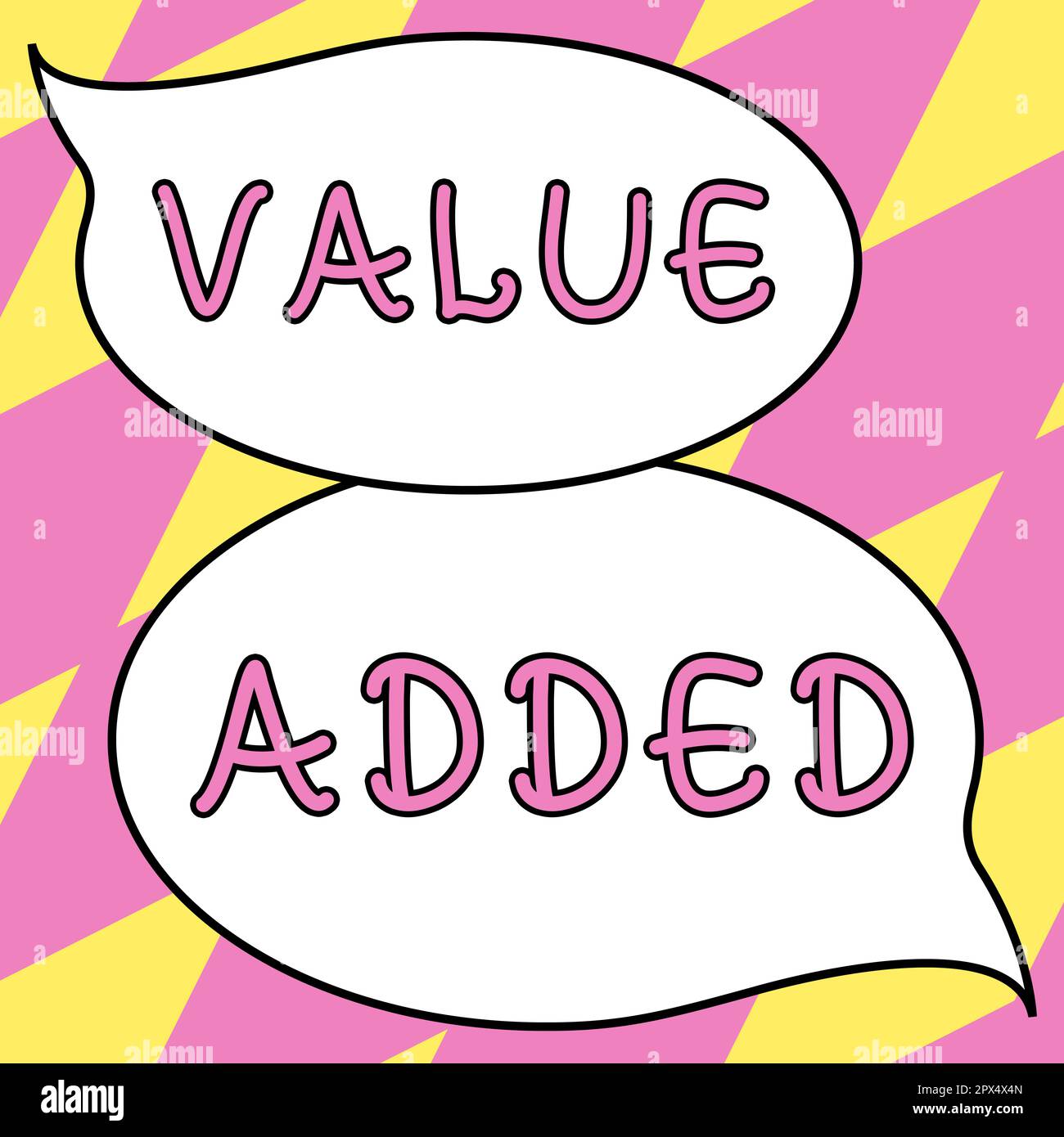 Text caption presenting Value Added, Business idea the extra value ...