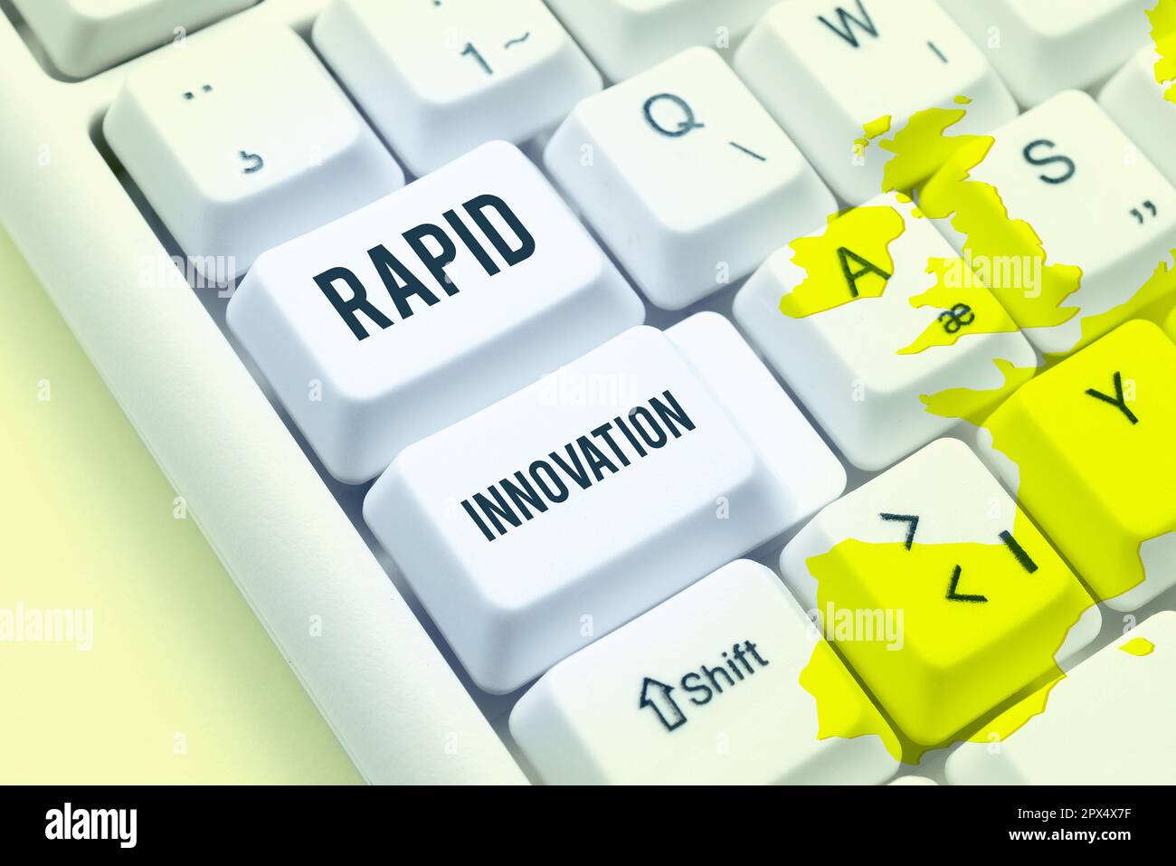 Sign displaying Rapid Innovation, Concept meaning characteristic of a ...