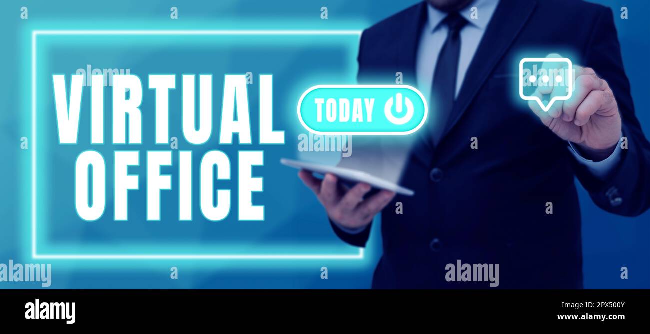 Text caption presenting Virtual Office, Word for Mobile work ...