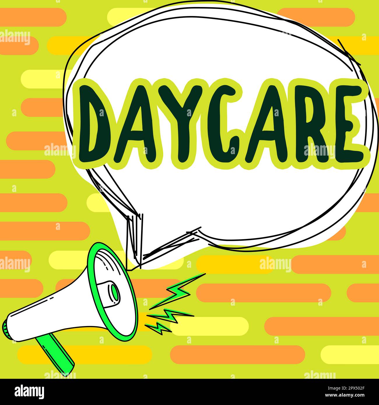 Hand writing sign Daycare, Business concept offering care to preschool ...