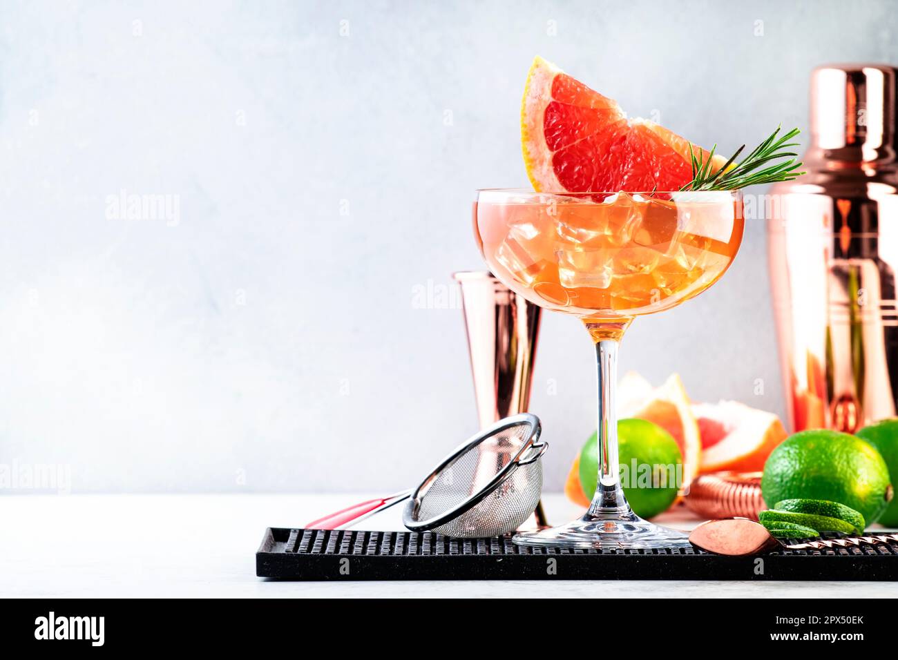 Grapefruit daiquiri alcoholic cocktail with white rum, sugar syrup ...