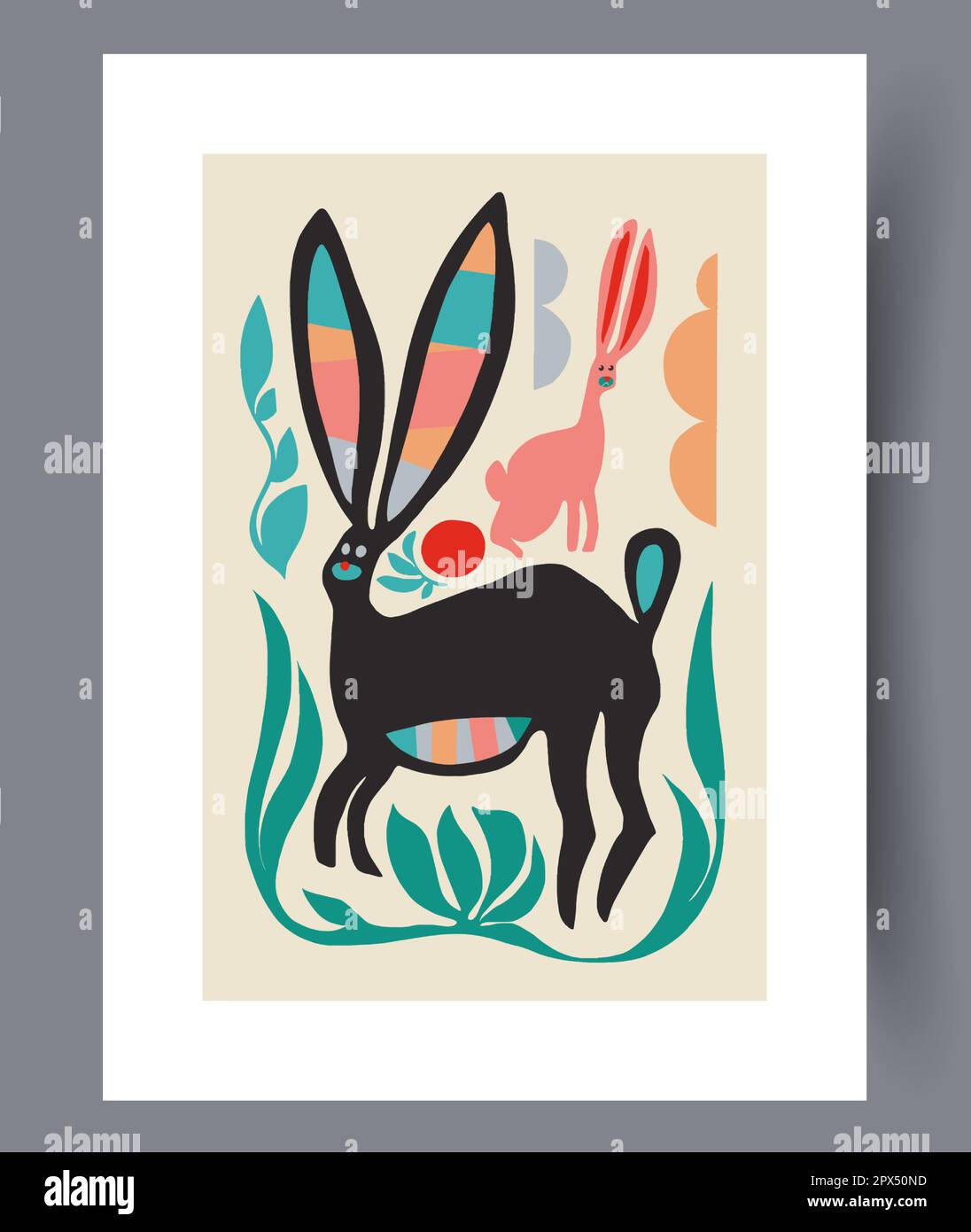 Animal hare artistic rabbit wall art print Stock Vector Image & Art - Alamy
