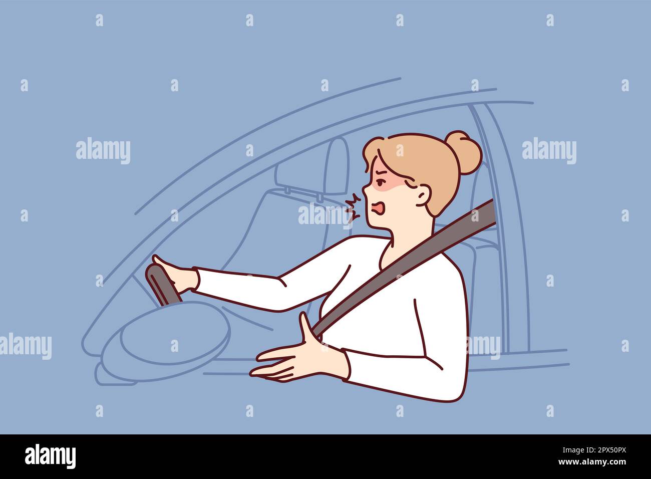 Annoyed woman driving car Stock Vector Images - Alamy