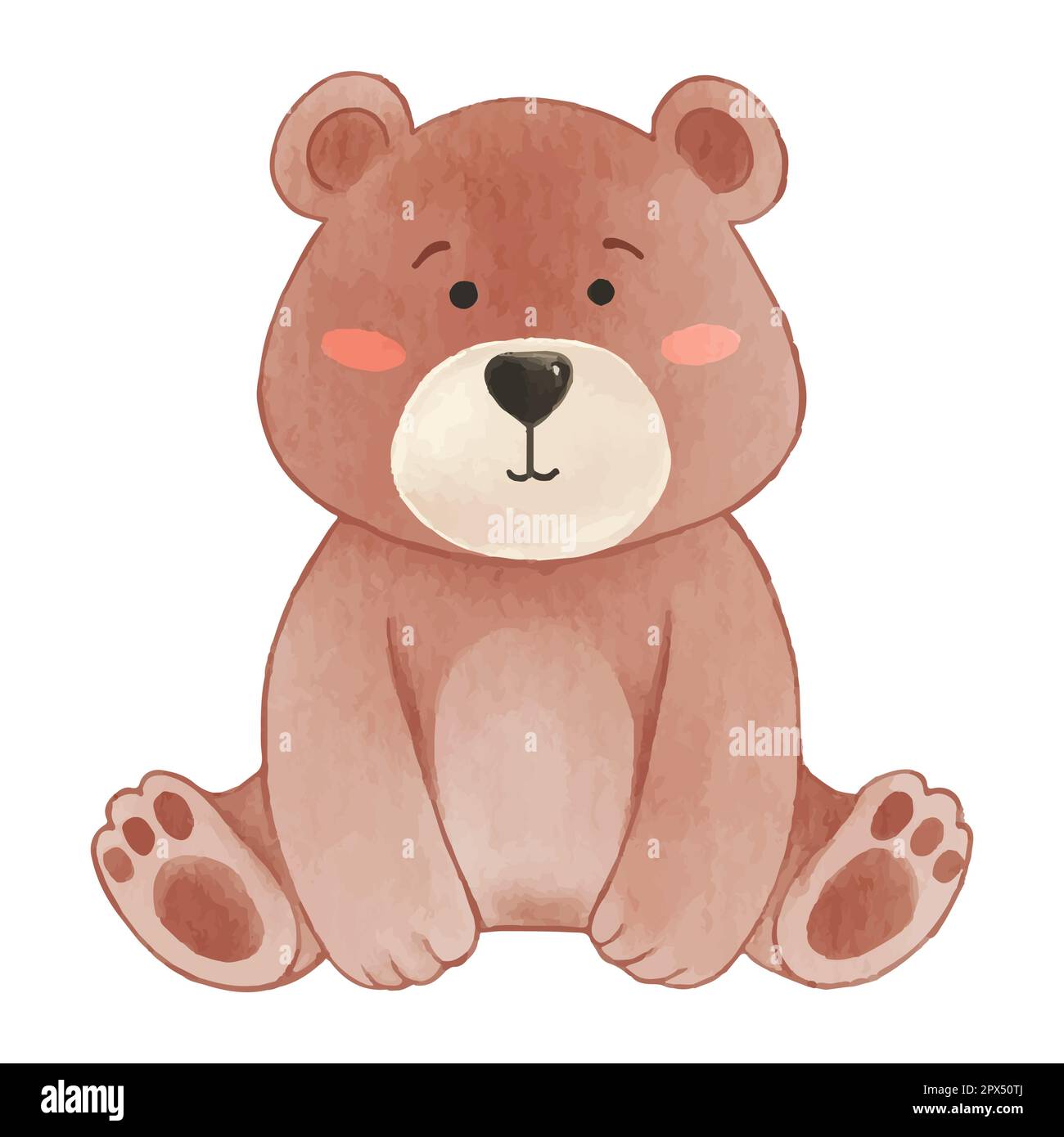 Bear . Watercolor paint design . Cute animal cartoon character . Sit ...