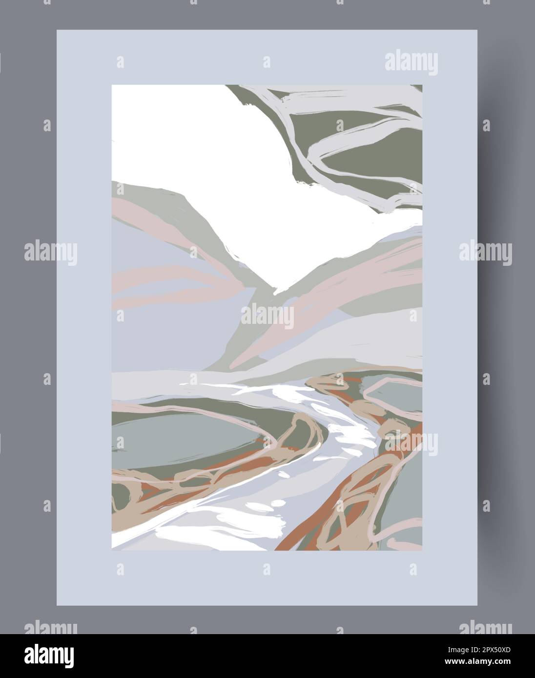 Landscape river primeval nature wall art print Stock Vector Image & Art ...