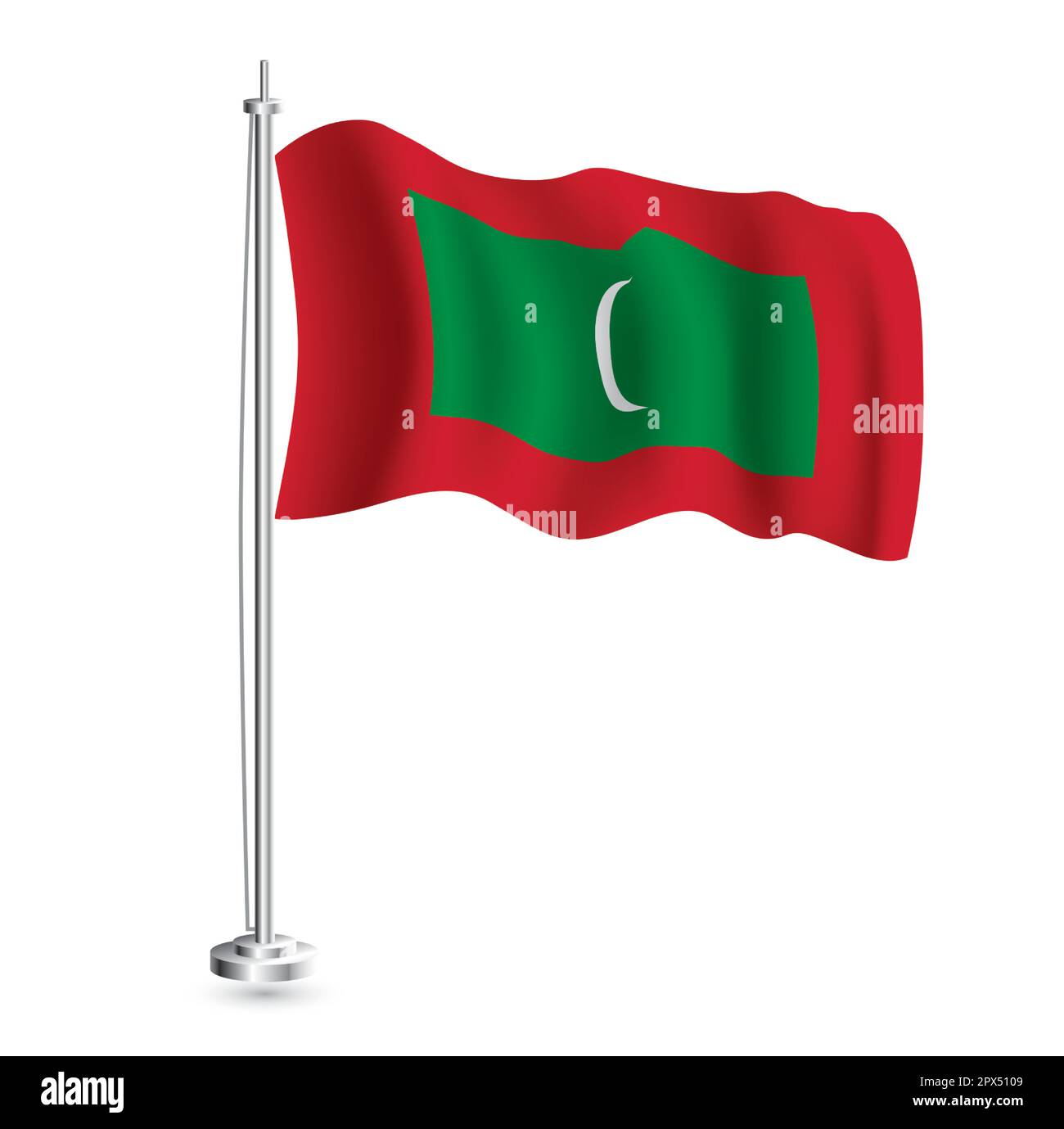 Maldivian Flag. Isolated Realistic Wave Flag of Maldives Country on ...