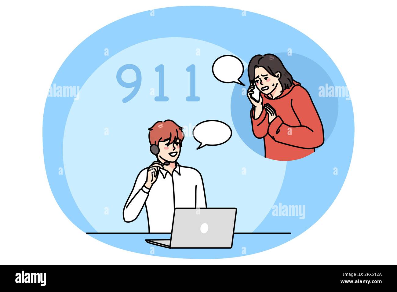 Scared woman call emergency line operator tell about health problem ...