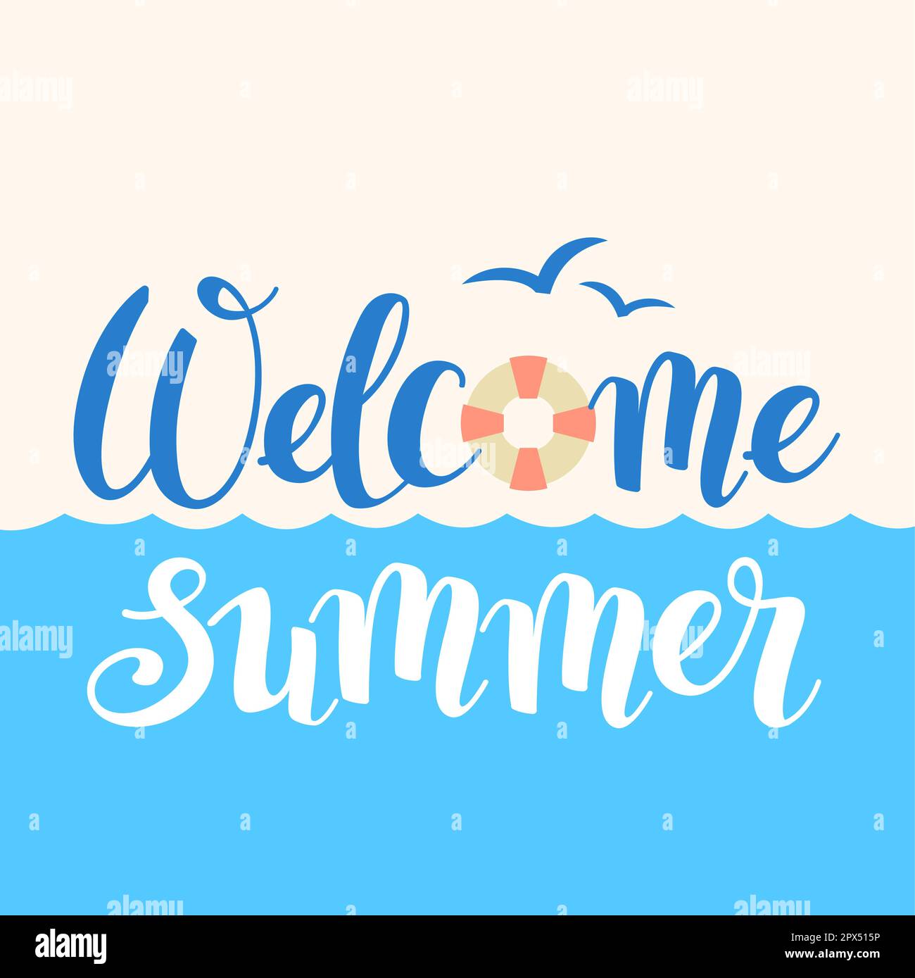 Welcome summer, logo template in a retro design. Vector illustration of ...