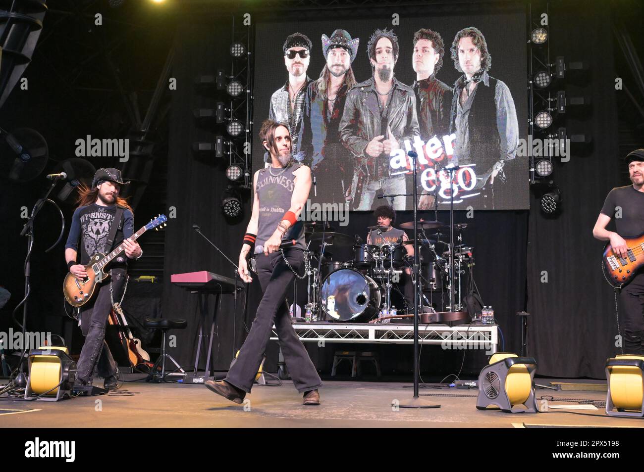 A rock band alter ego on stage at Fremont Street in Las Vegas Stock ...