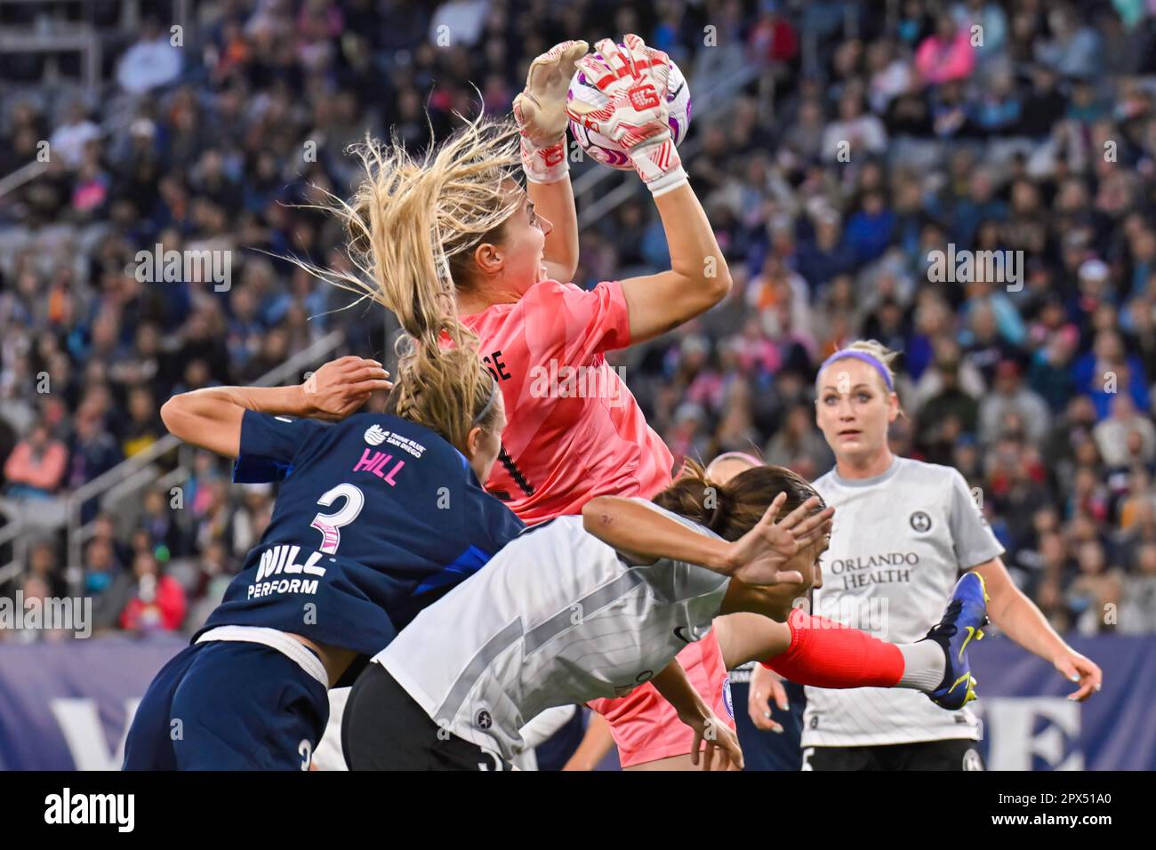 San Diego, California, USA. 29th Apr, 2023. Orlando Pride goalkeeper ...