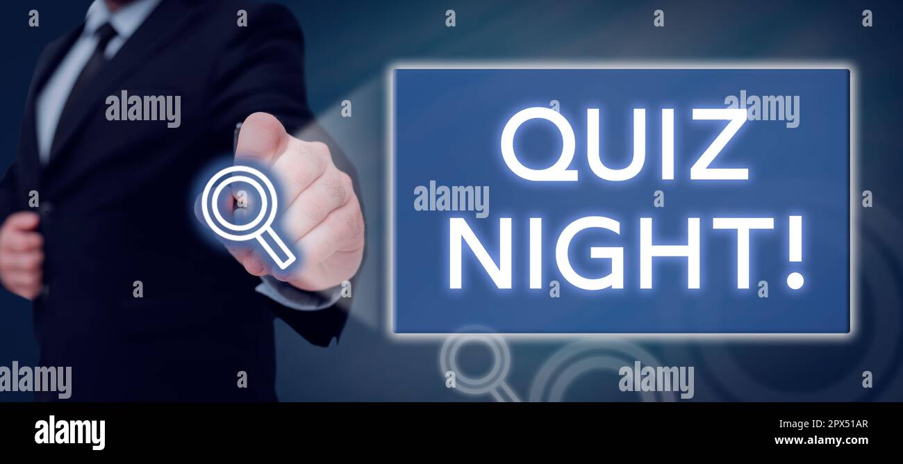 Conceptual display Quiz Night, Word Written on evening test knowledge ... Conceptual display Quiz Night, Word Written on evening test knowledge ...