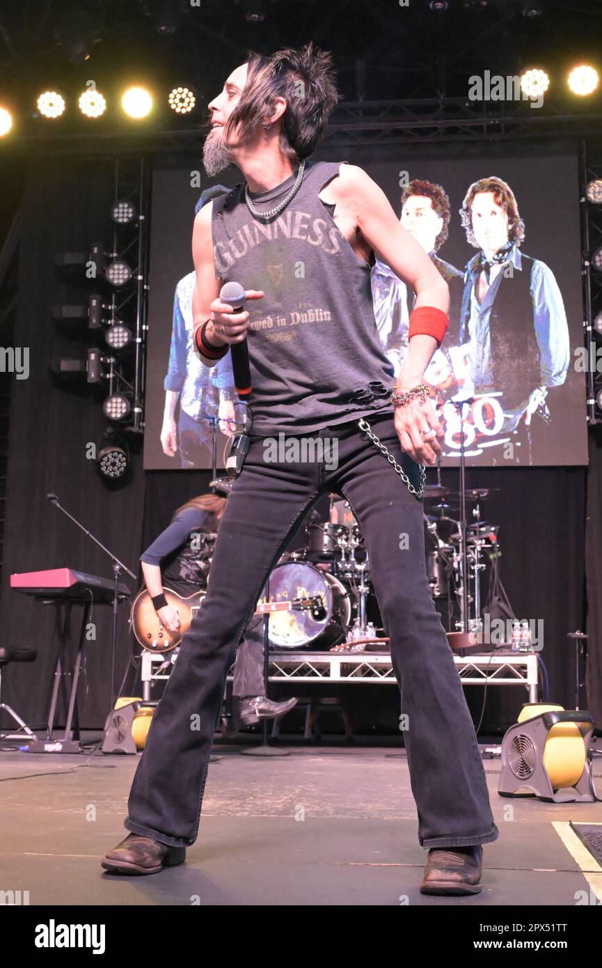 A rock band alter ego on stage at Fremont Street in Las Vegas Stock ...