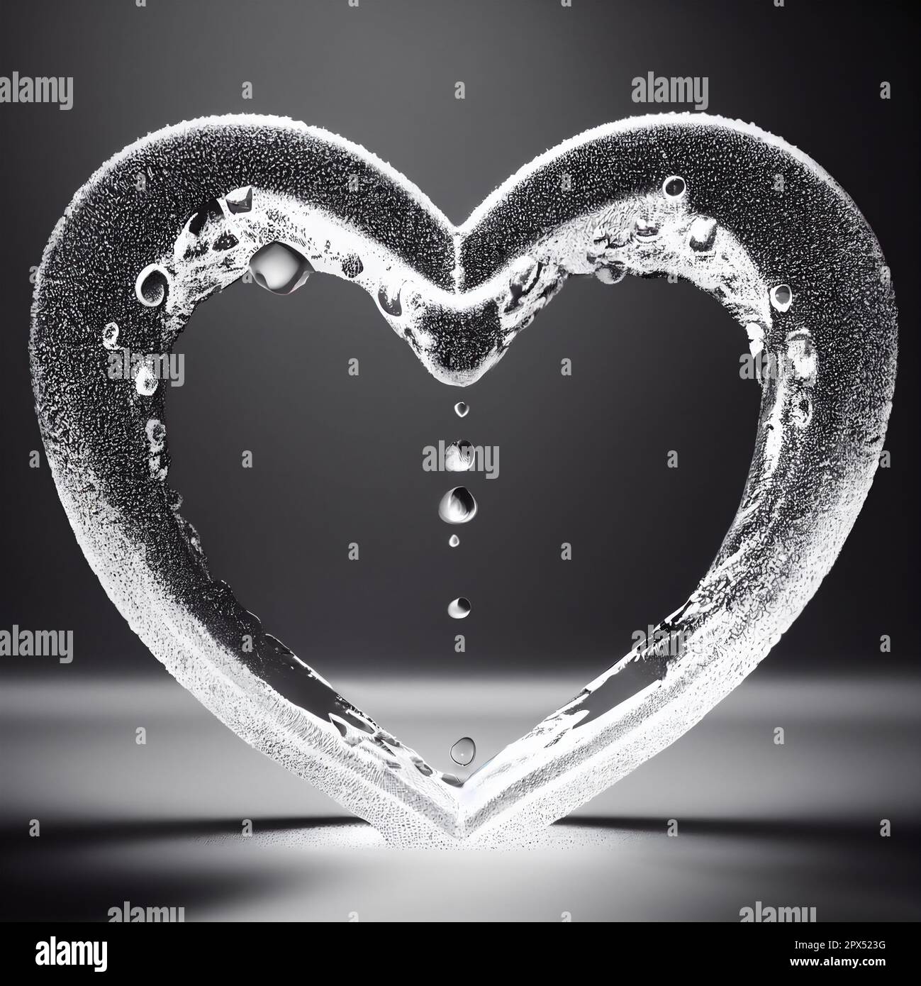 Melting ice heart with water drops, 3D illustration art design Stock ...