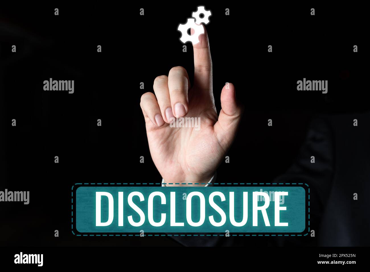 Sign displaying Disclosure, Business idea The action of making New or ...