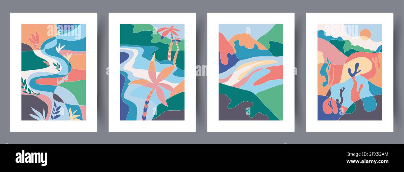 Landscape nature southern island wall art print Stock Vector Image ...