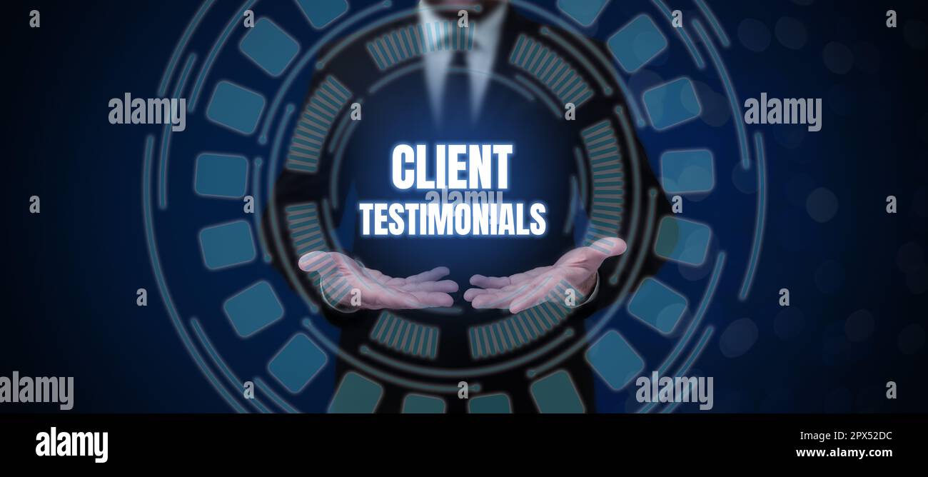 Sign displaying Client Testimonials, Business concept Written ...