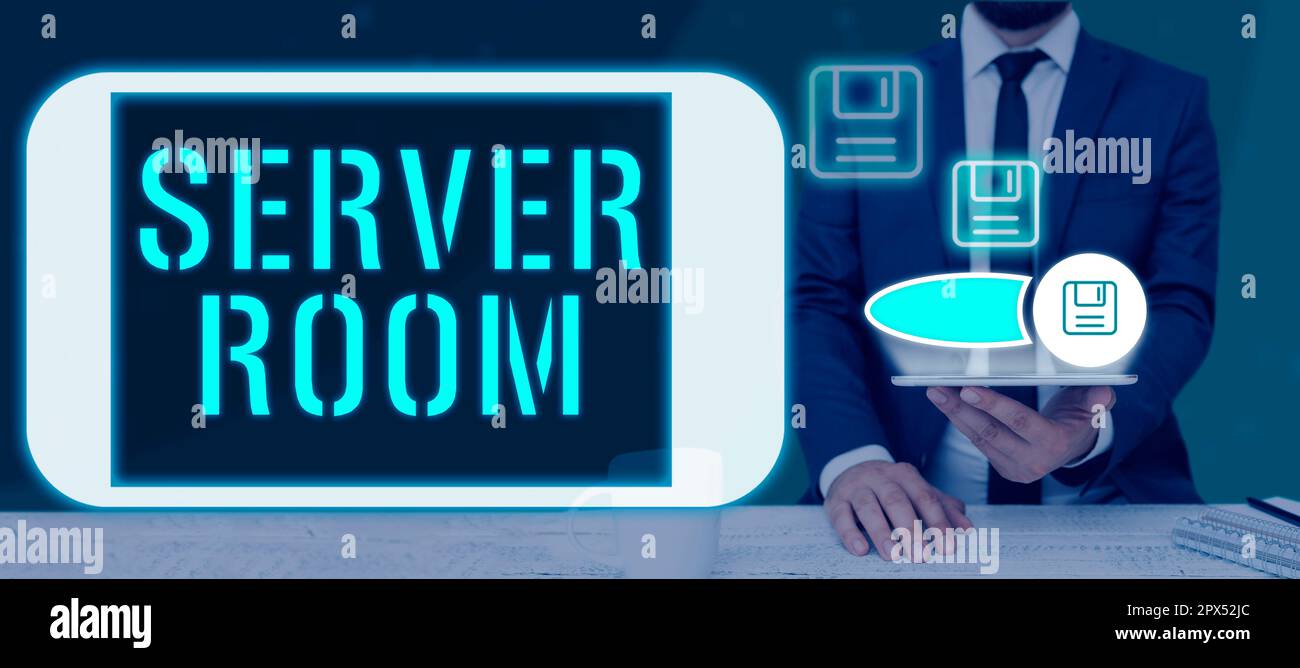 Conceptual caption Server Room, Internet Concept a room used to store power and operate computer ...