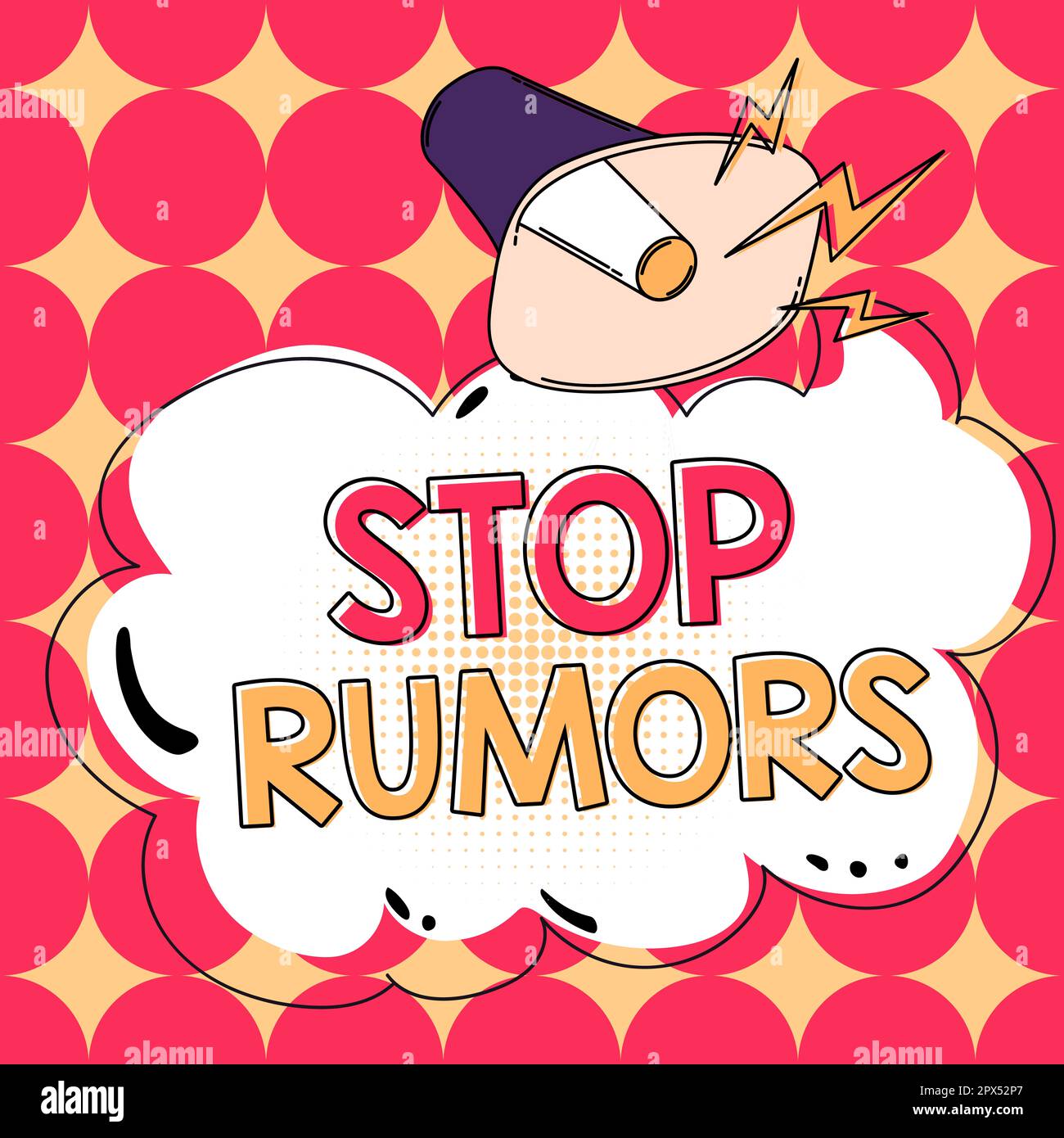 Text sign showing Stop Rumors, Concept meaning put an end circulating ...