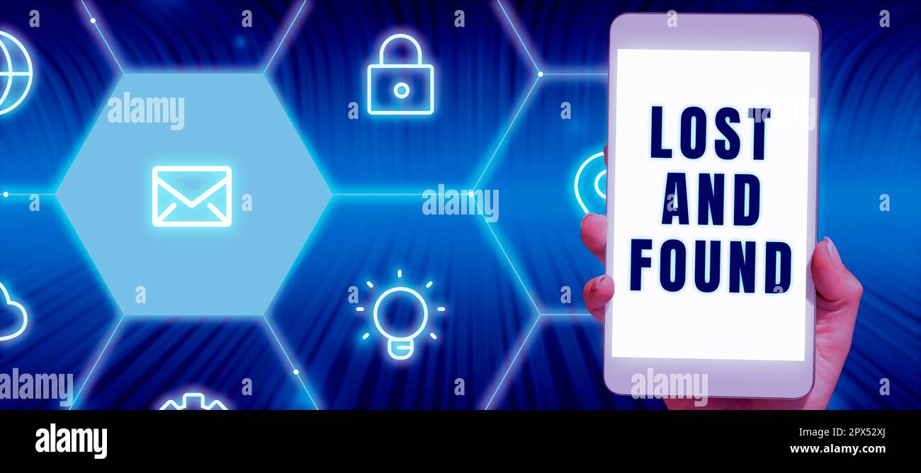 Conceptual caption Lost And Found, Business approach Place where you ...
