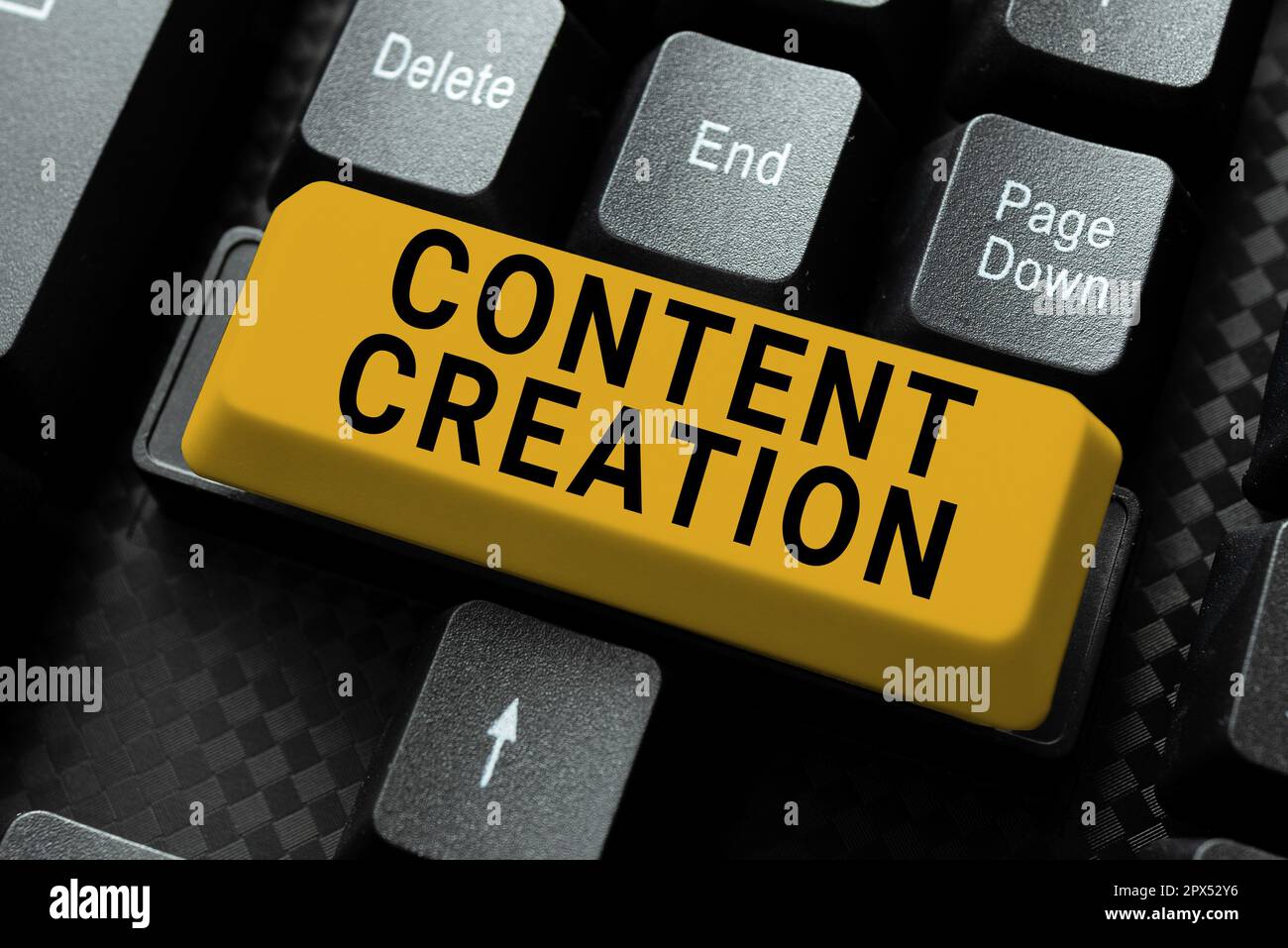 Text sign showing Content Creation, Concept meaning contribution of ...