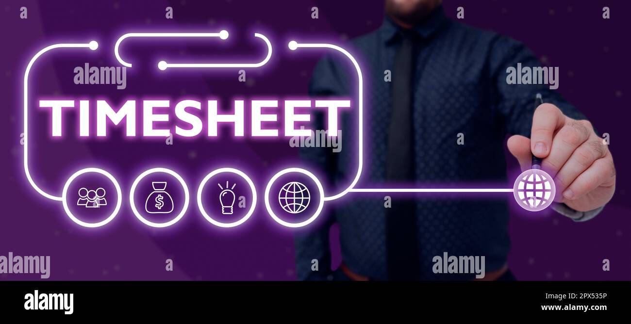 Text caption presenting Timesheet, Word Written on graphical ...