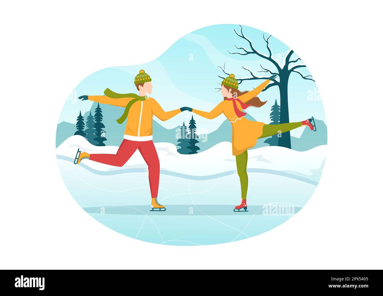 People Skating on Ice Rink Wearing Winter Clothes for Outdoor Activity ...