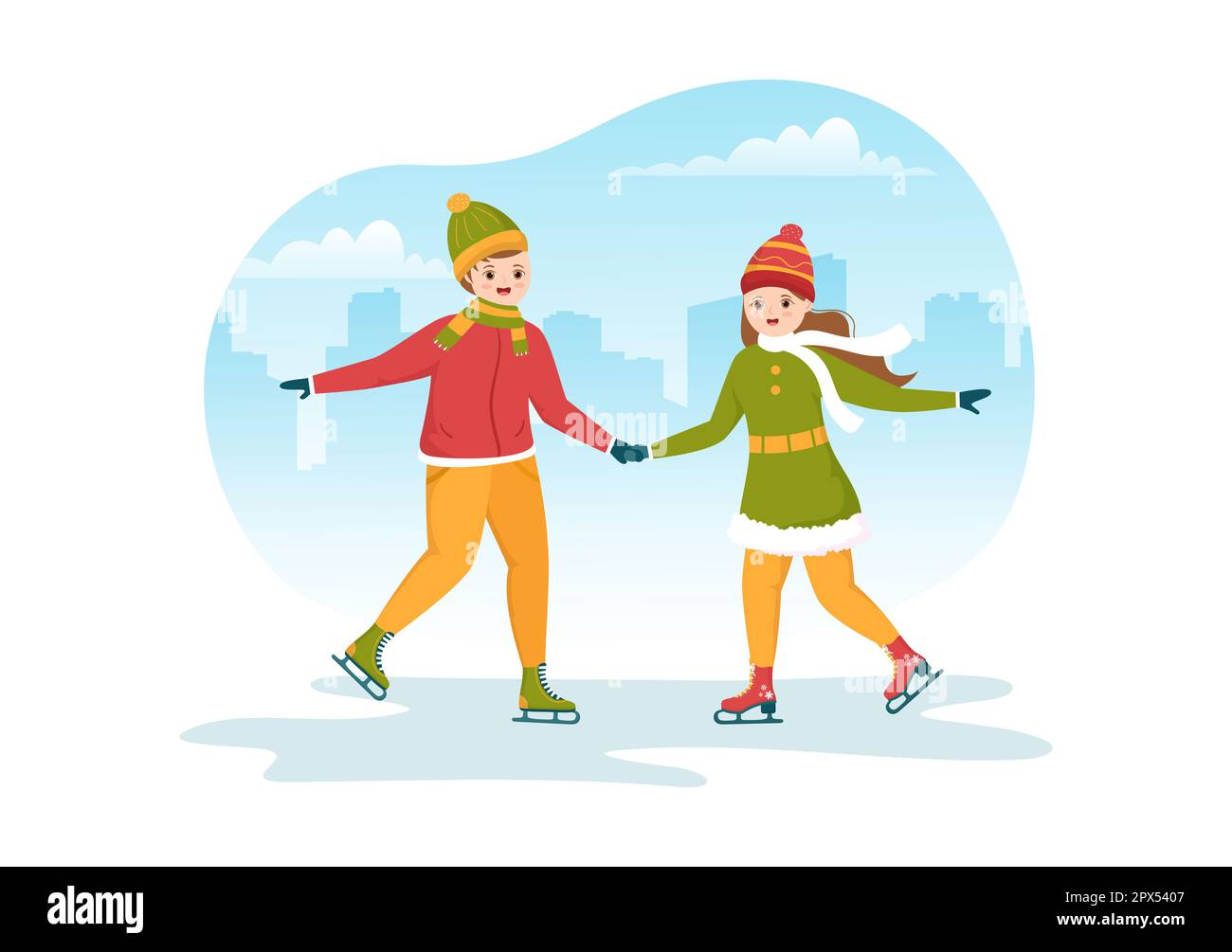 People Skating on Ice Rink Wearing Winter Clothes for Outdoor Activity ...