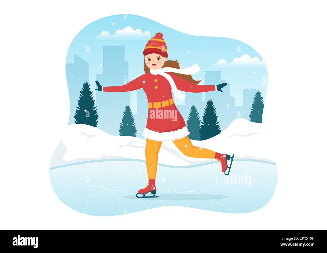 People Skating on Ice Rink Wearing Winter Clothes for Outdoor Activity ...