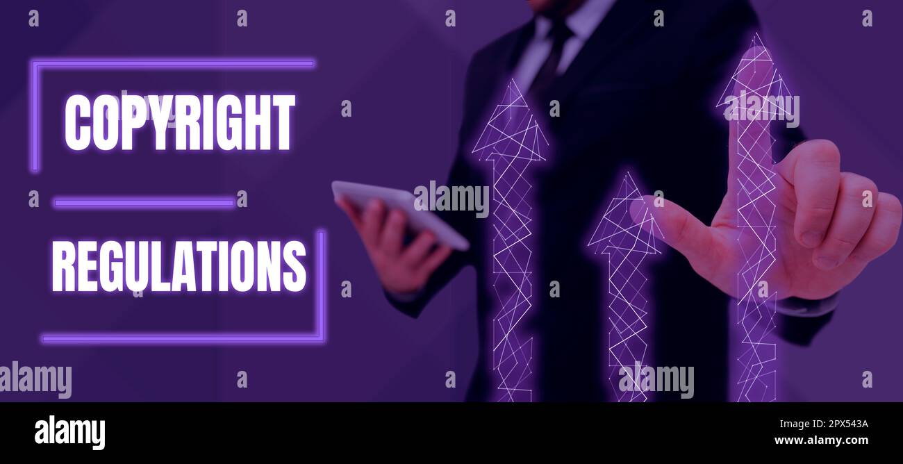 Text caption presenting Copyright Regulations, Word for body of law ...