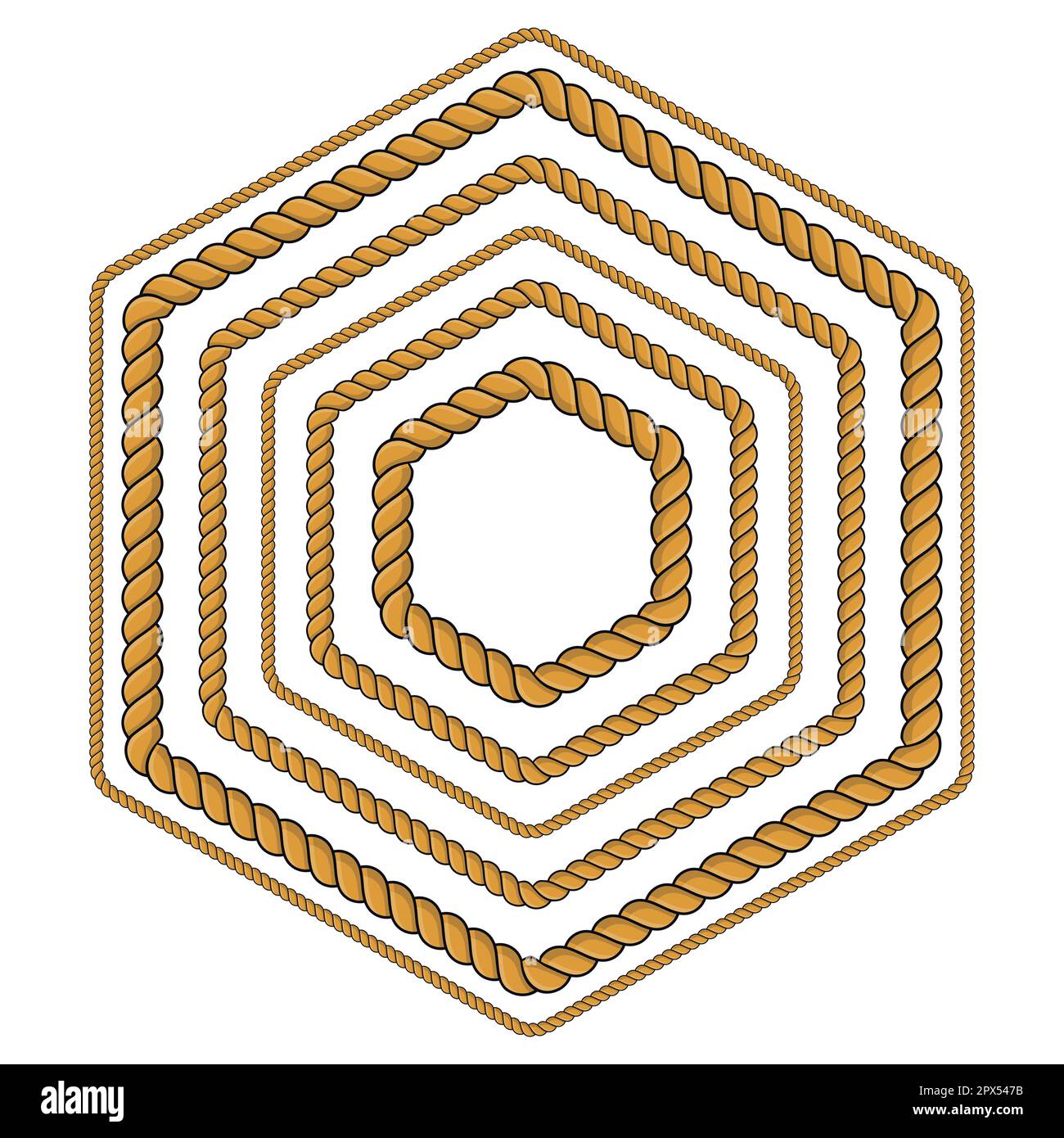 Set of hexagonal rope frame isolated on white background Stock Vector ...