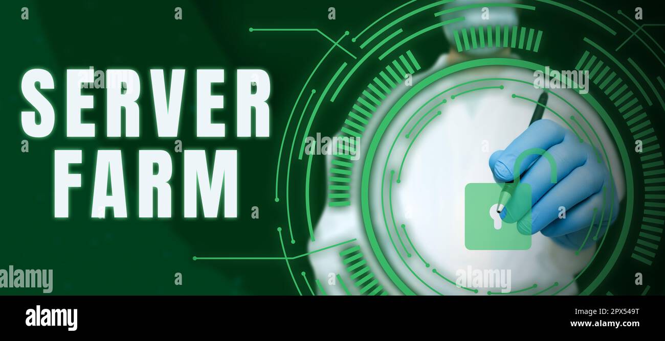 Writing displaying text Server Farm, Business approach a group of ...