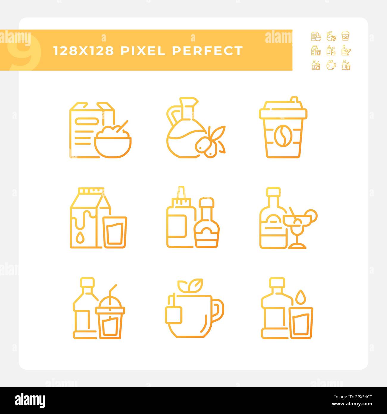 Grocery shopping pixel perfect gradient linear vector icons set Stock Vector Image & Art - Alamy