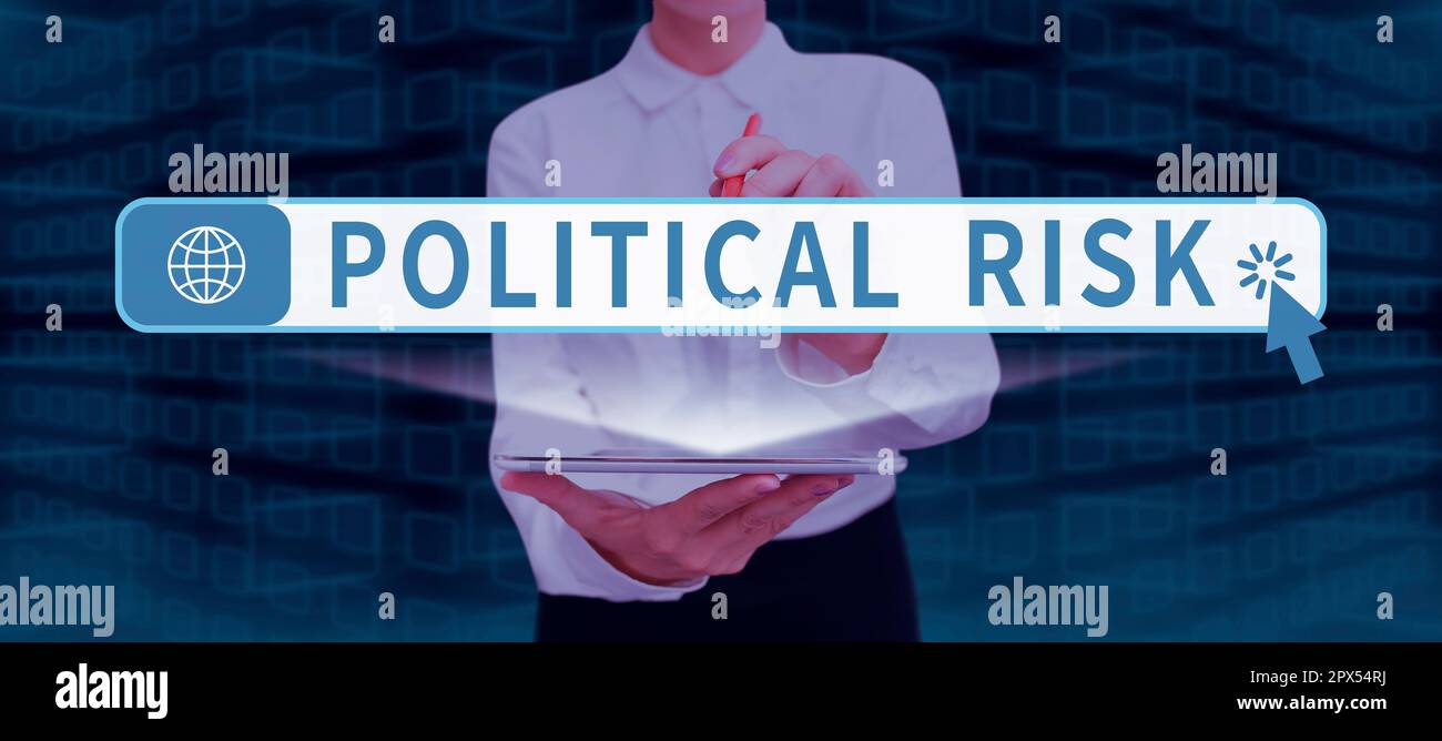Hand writing sign Political Risk, Business approach communications ...