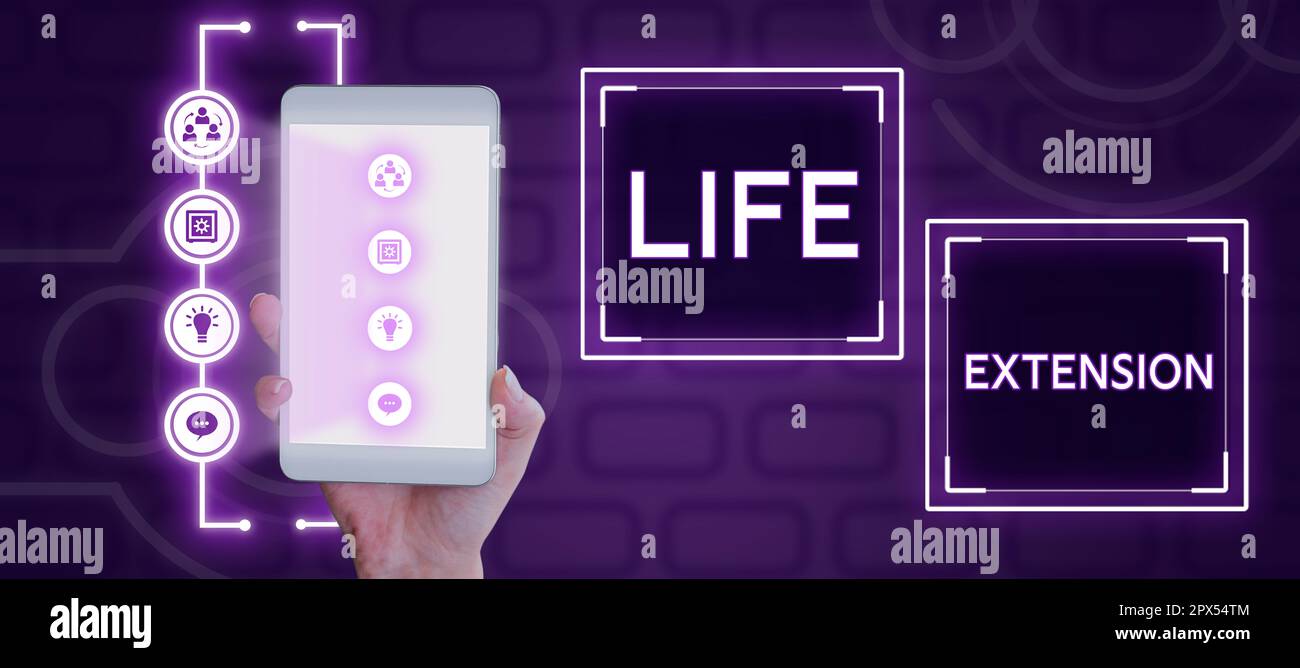 Writing displaying text Life Extension, Word Written on able to ...