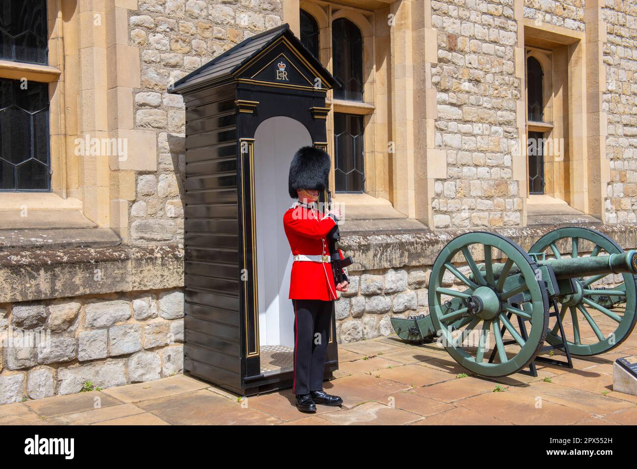 King's Life Guard in infantry uniform in front of Waterloo Block in ...