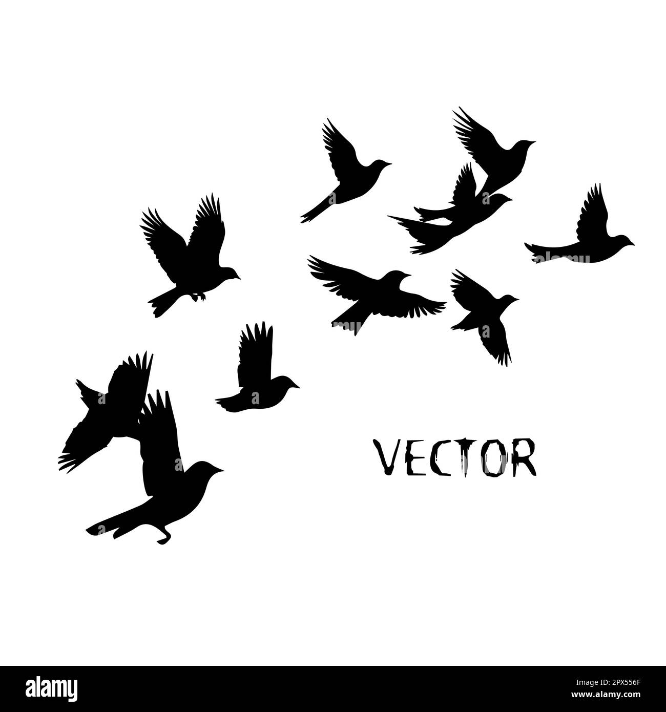A flock of flying birds. Vector illustration Stock Vector Image & Art ...