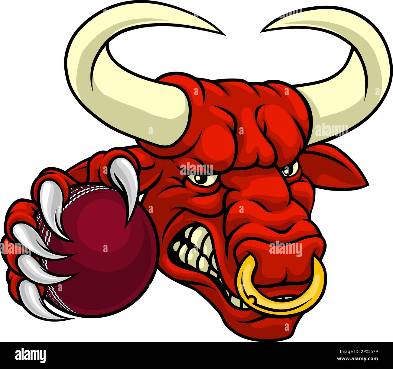 Bull Minotaur Longhorn Cow Cricket Mascot Cartoon Stock Vector Image ...