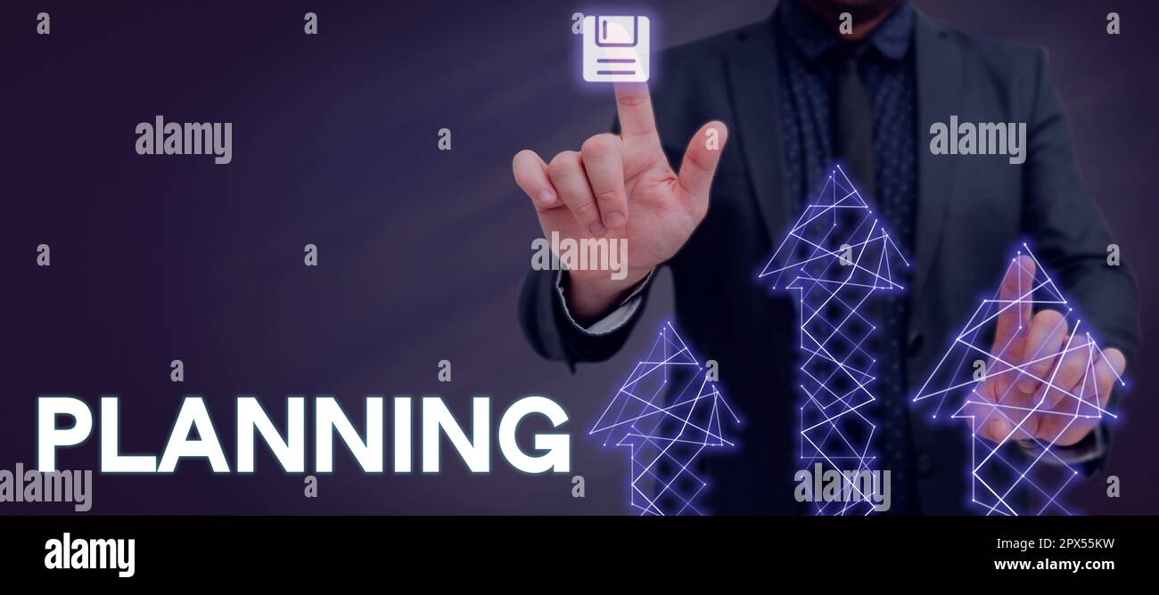 Text sign showing Planning, Business approach process of thinking about ... Text sign showing Planning, Business approach process of thinking about ...