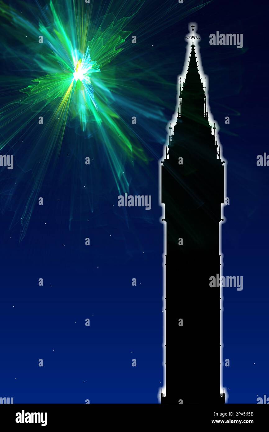 Big Ben at new year with exploding firework Stock Photo - Alamy