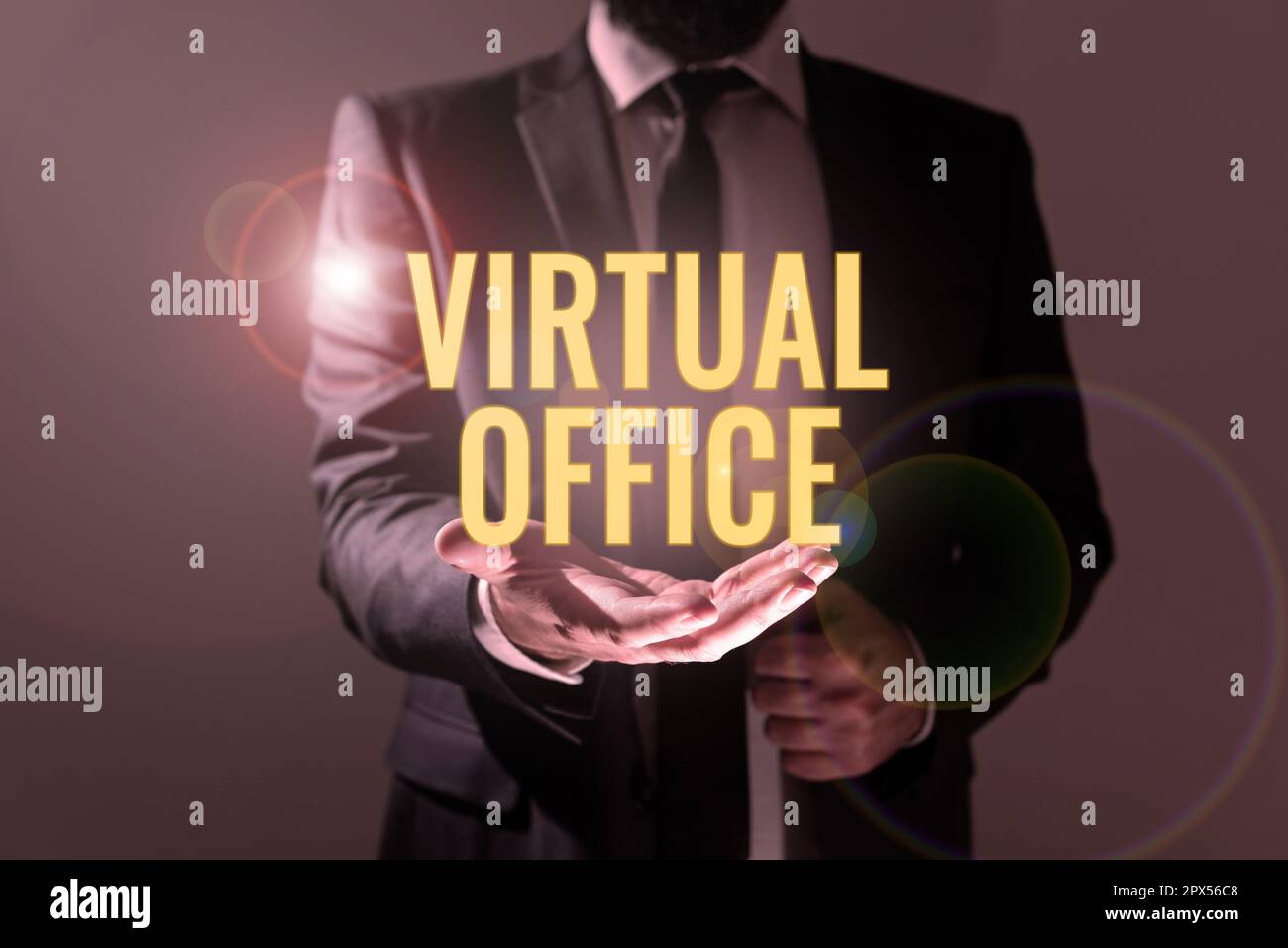 Hand writing sign Virtual Office, Internet Concept Mobile work ...