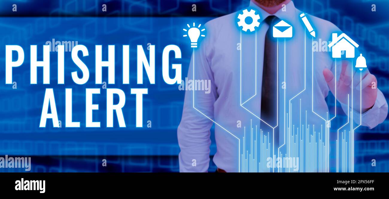 Hand writing sign Phishing Alert, Business showcase aware to fraudulent ...